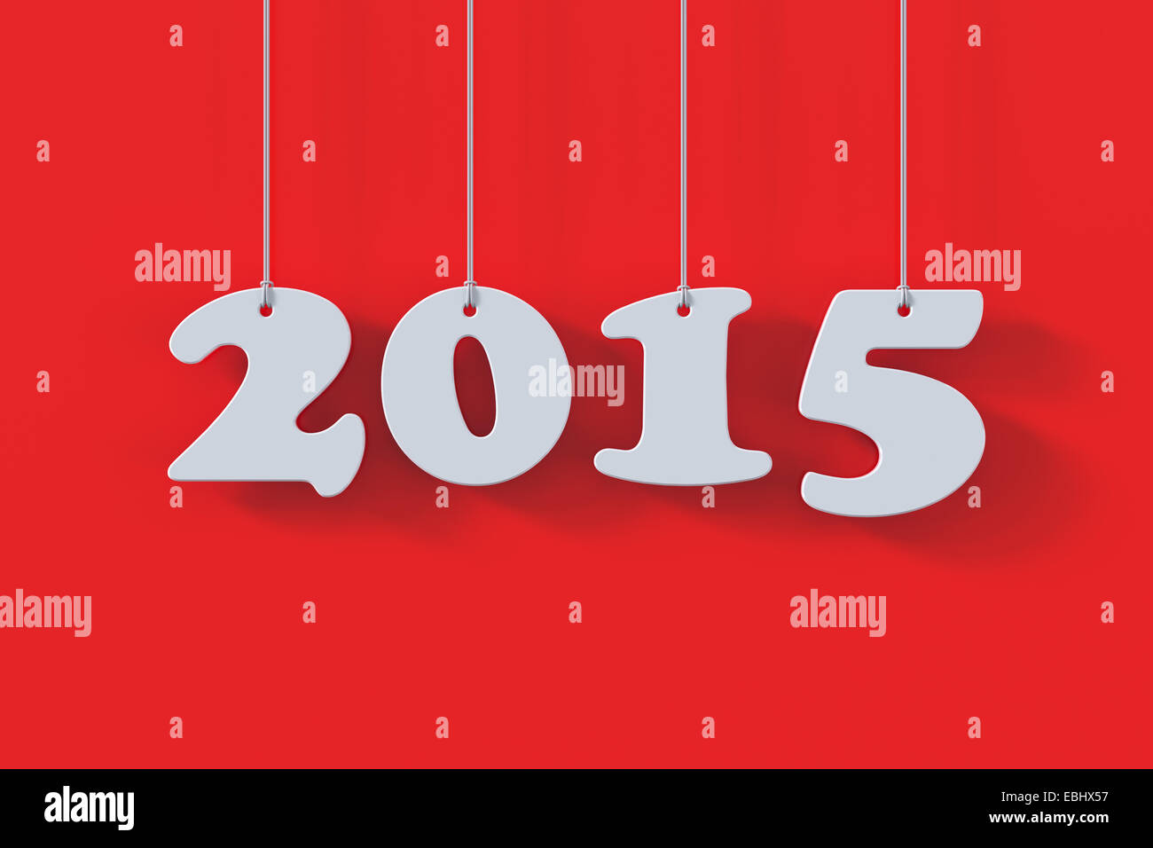 3d render of 2015 white paper origami card on red background Stock ...