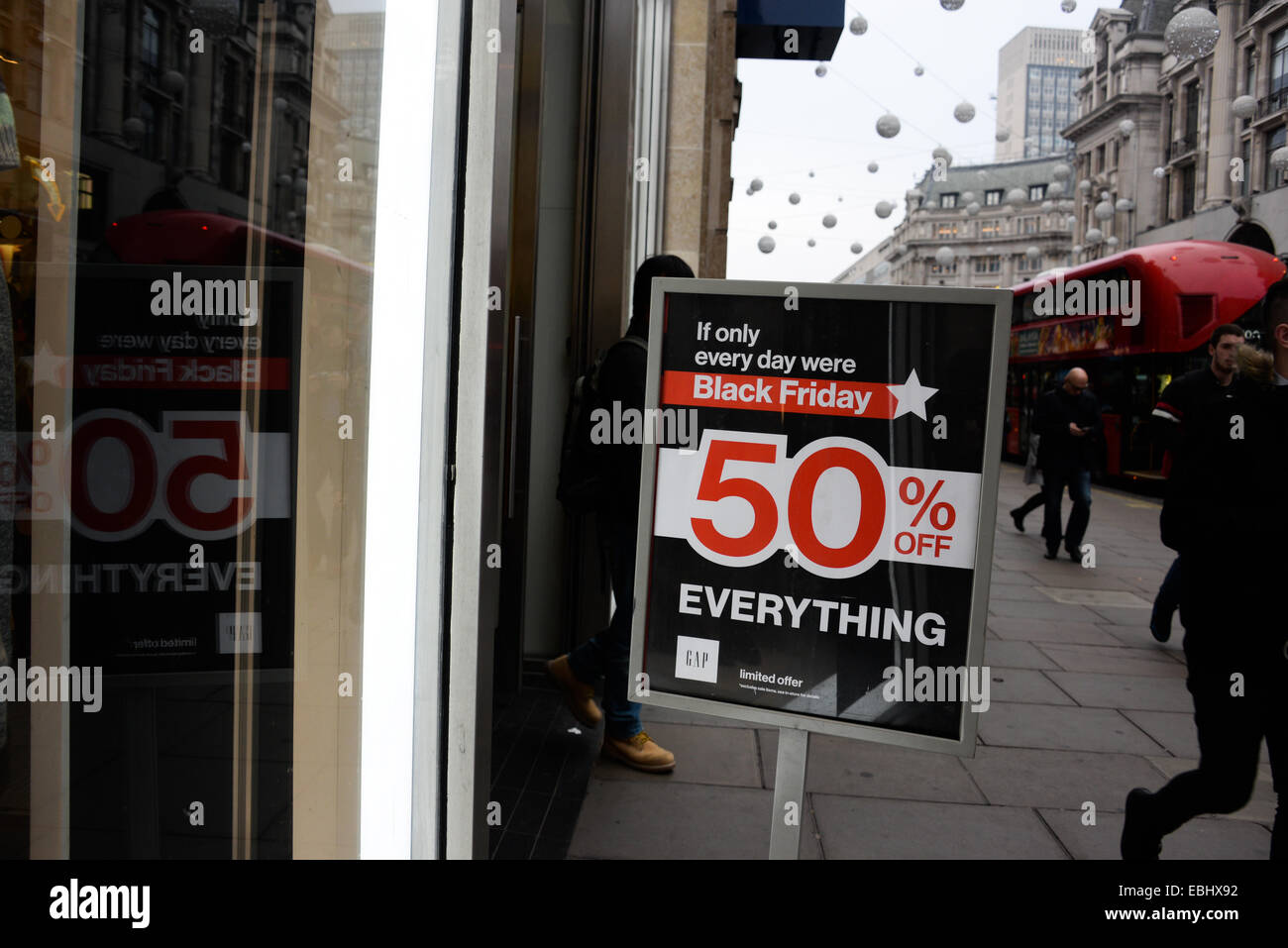 Black Friday sale signs in shop windows in Oxford Street, London Stock ...