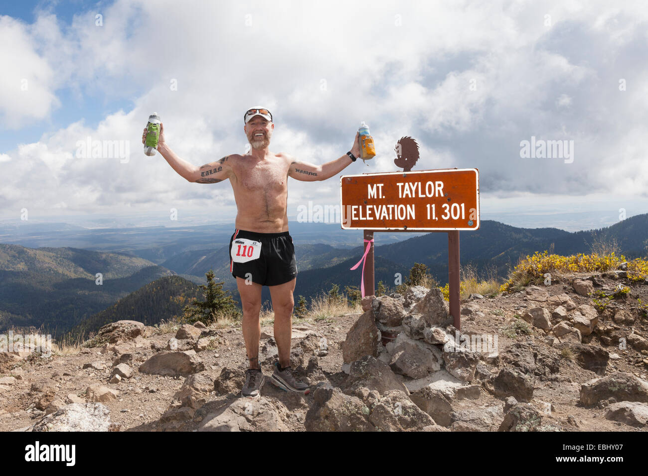 Runner reaches the summit during the Mt Taylor 50k on September 27 ...