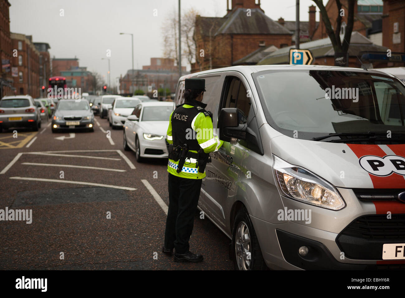 Ormeau Avenue,Belfast,UK Northern Ireland. 1st Dec 2014. A PSNI officer ...
