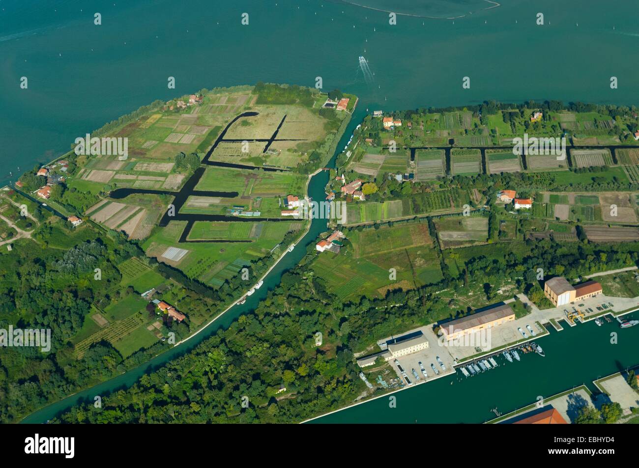 Aerial view of Le Vignole island, Venice lagoon, Italy, Europe Stock ...
