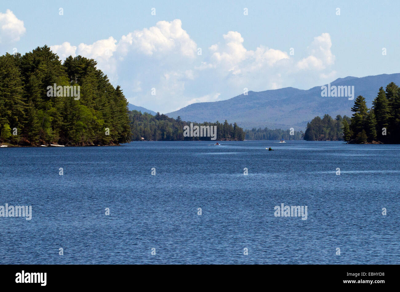 Long Lake New York with boats. Adirondack State Park Adirondacks ...