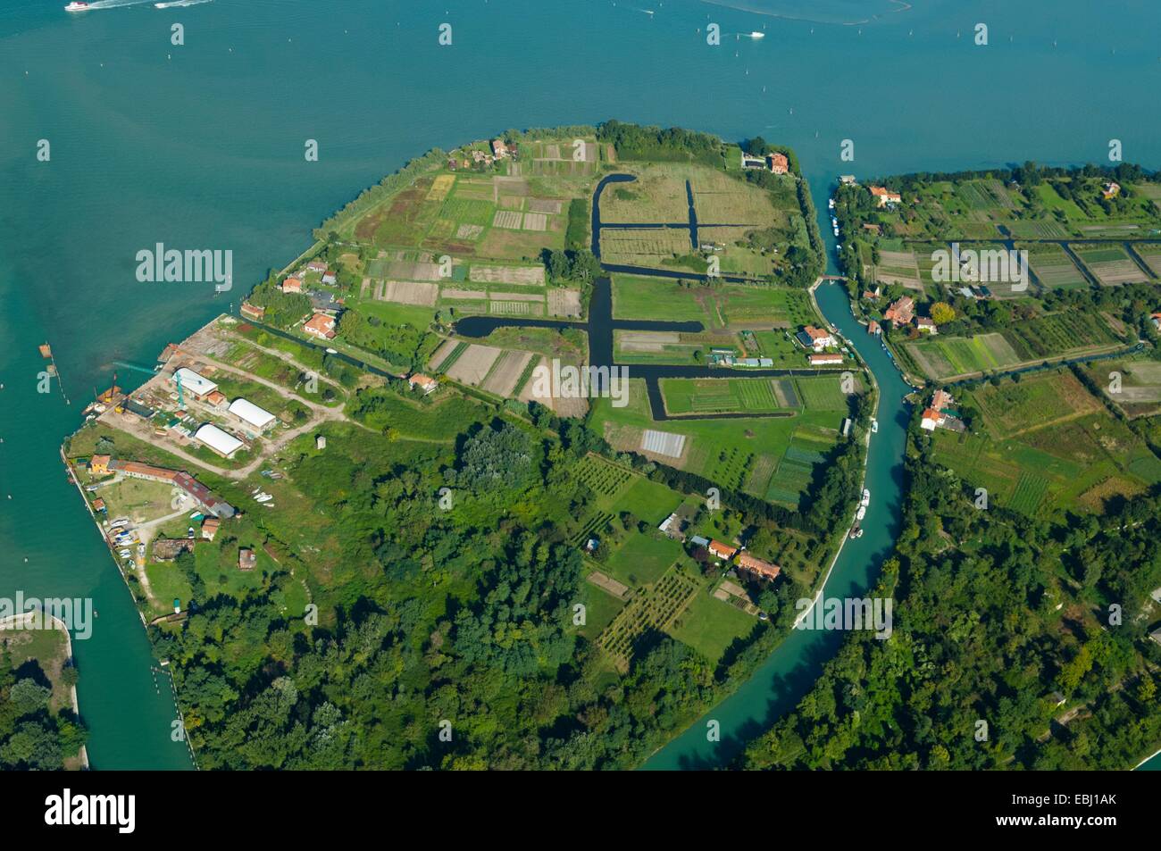 Aerial view of Le Vignole island, Venice lagoon, Italy, Europe Stock ...