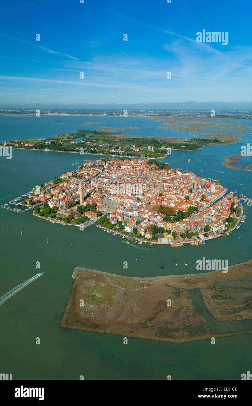 Aerial view of Burano island, Venice lagoon, Italy, Europe Stock Photo ...