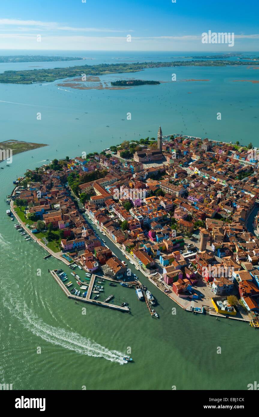 Aerial view of Burano island, Venice lagoon, Italy, Europe Stock Photo ...