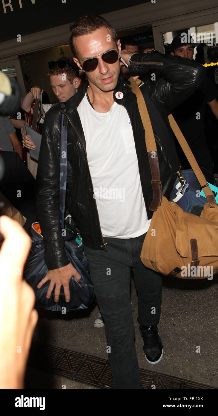 Chris Martin arrives at Los Angeles International (LAX) airport ...