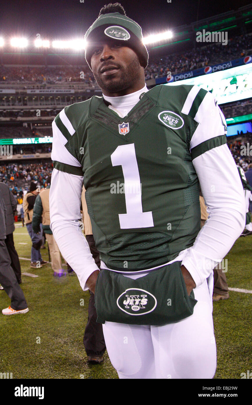 December 1, 2014: New York Jets quarterback Michael Vick (1) looks on ...