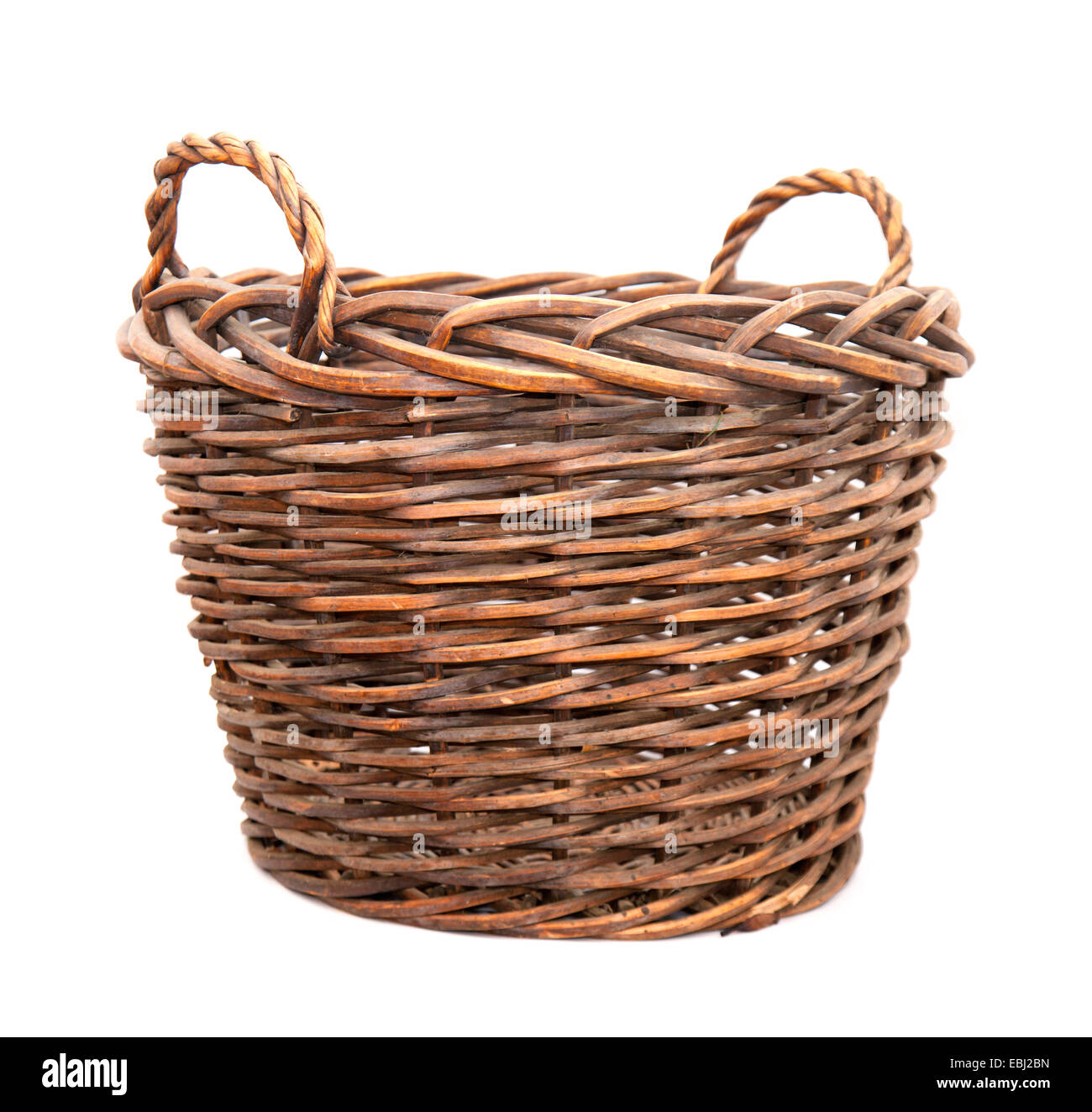 large empty basket for harvesting fruit or grapes isolated on white ...