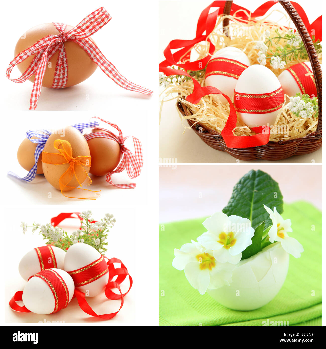 collage Easter symbols - colored eggs, flowers and decorations Stock ...