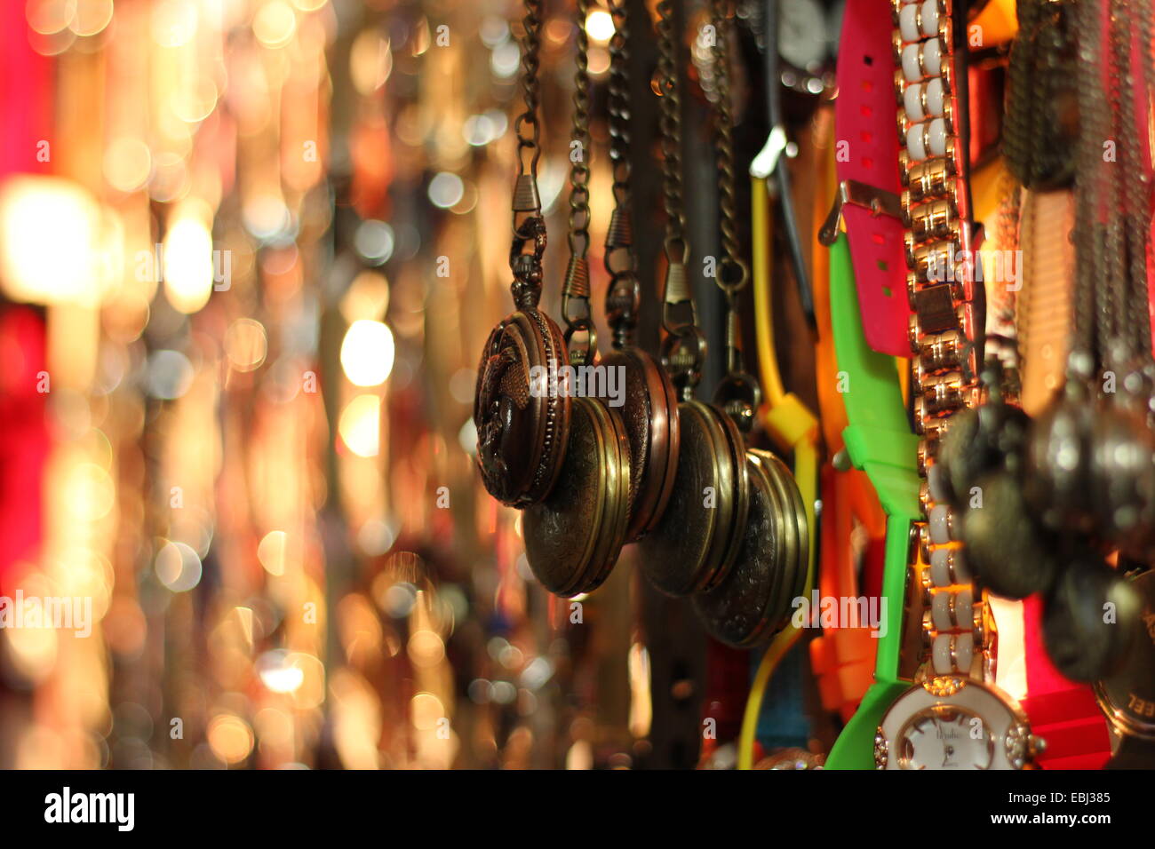 Time pieces at Colaba Street Market Stock Photo - Alamy
