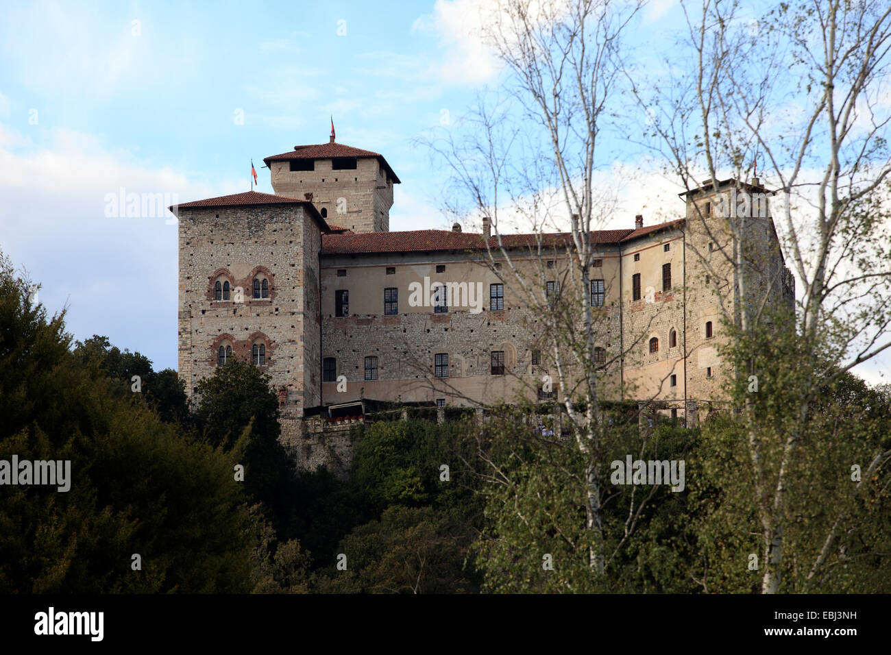 View of Rocca Borromea in Angera, Angera, Maggiore Lake, Varese ...