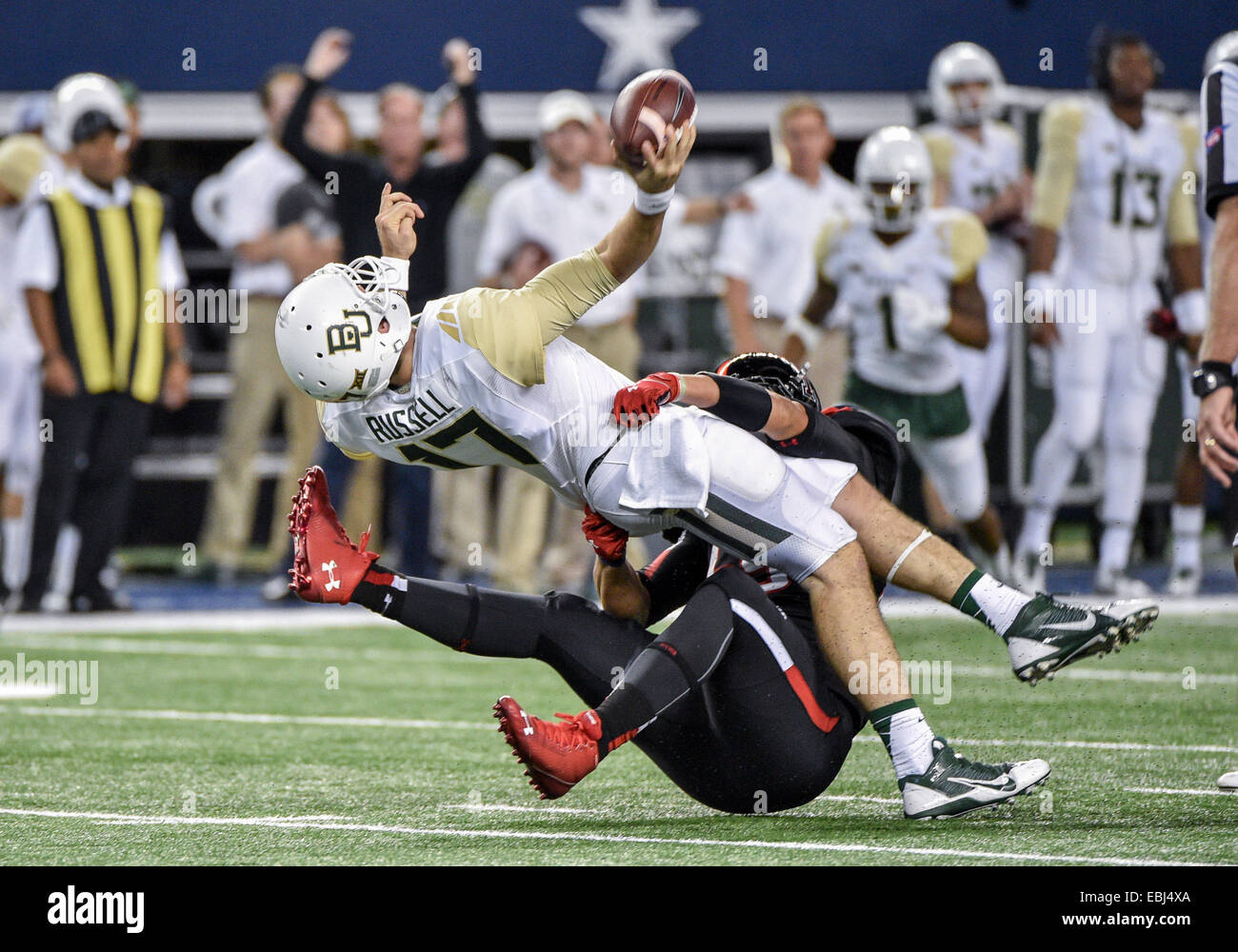 Baylor Bears quarterback Seth Russell (17) unbelievably has this pass ...