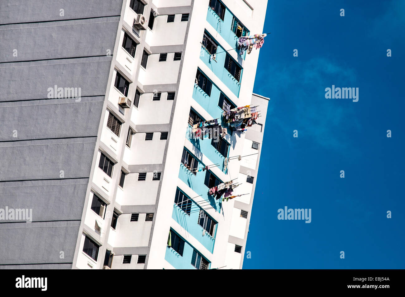 Urban sun drying clothes line in Singapore city Stock Photo - Alamy