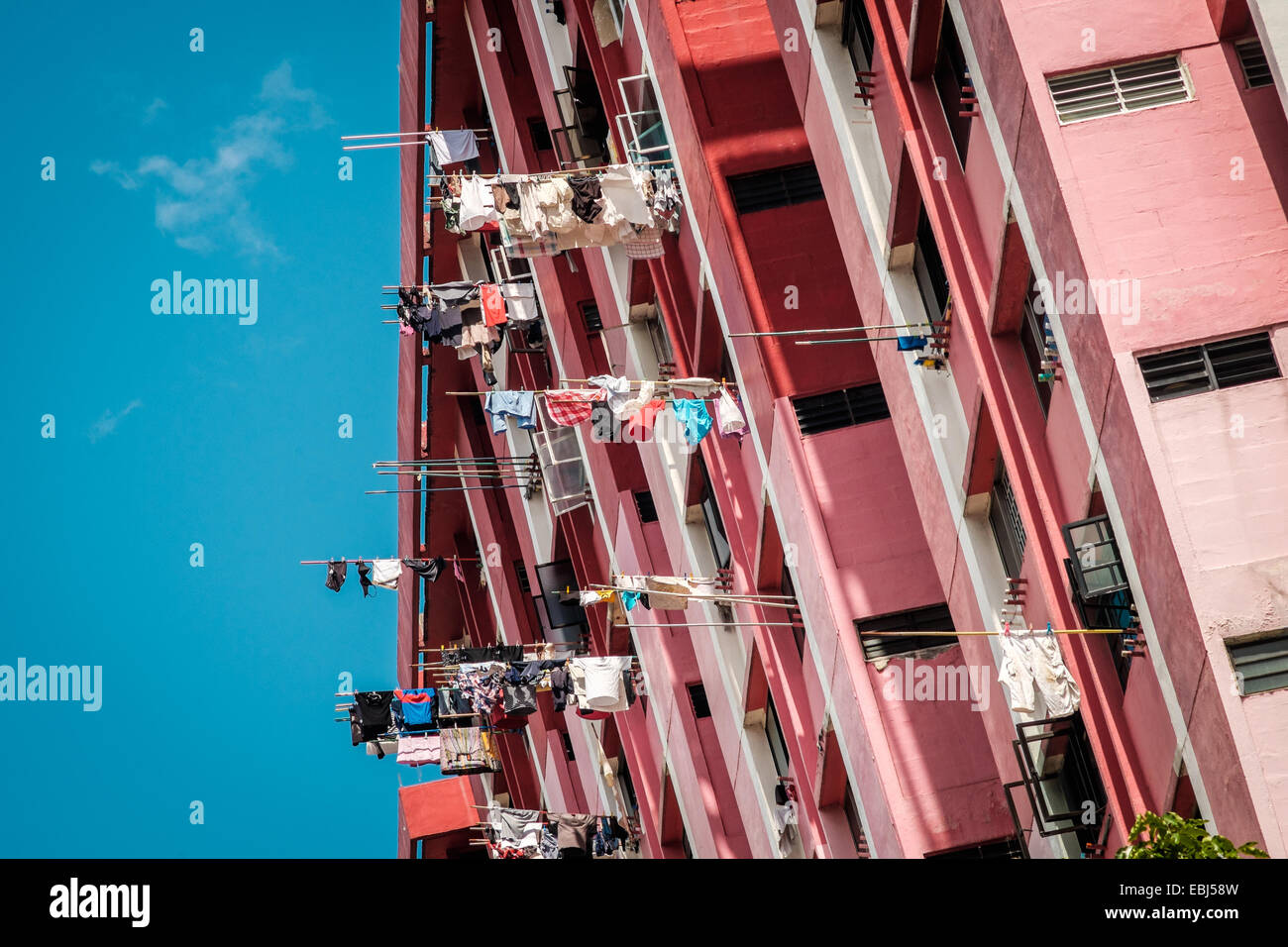 Urban sun drying clothes line in Singapore city Stock Photo - Alamy