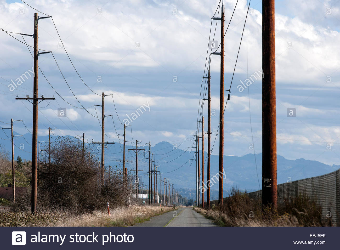 Electric Transmission Lines Wooden Poles Stock Photos & Electric ...