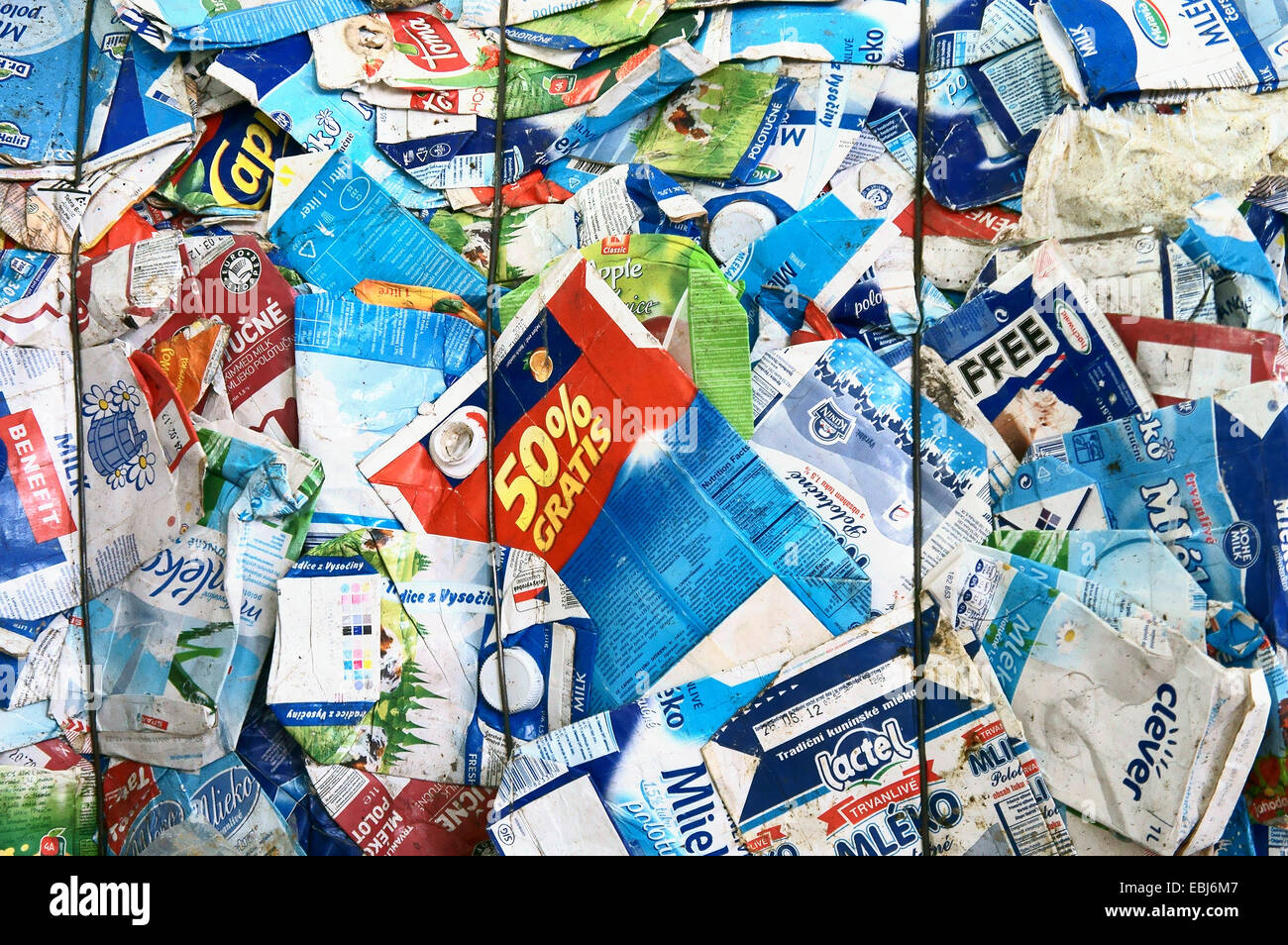 sorted waste, pressed milk and juice carton, Tetra Pak, TetraPak ...