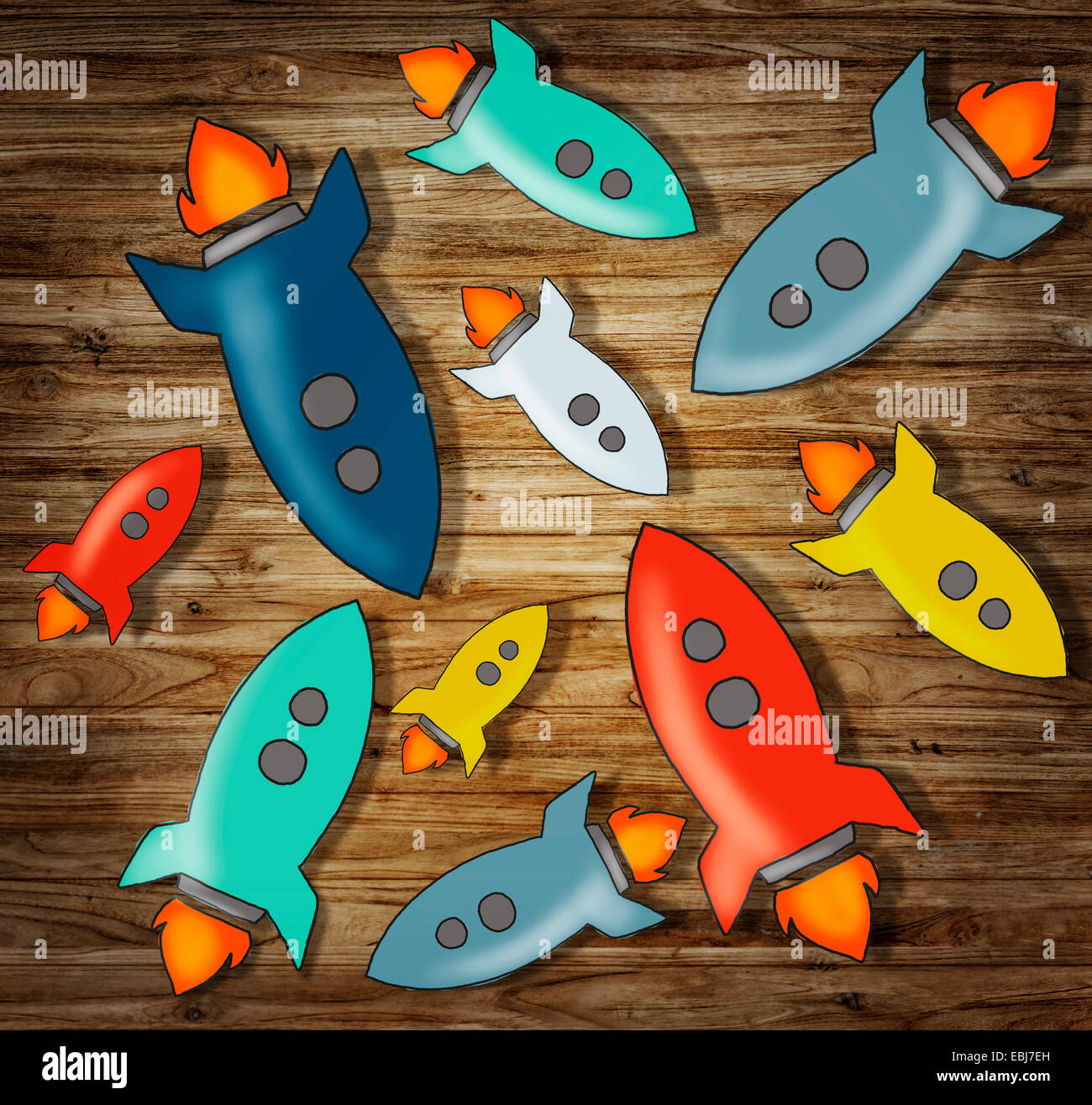 Group of Colorful Rocketship Symbols Stock Photo - Alamy