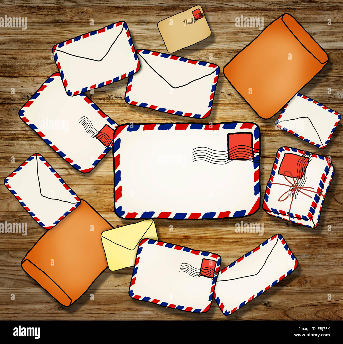 Stack of Letter and Envelope Illustration Stock Photo - Alamy