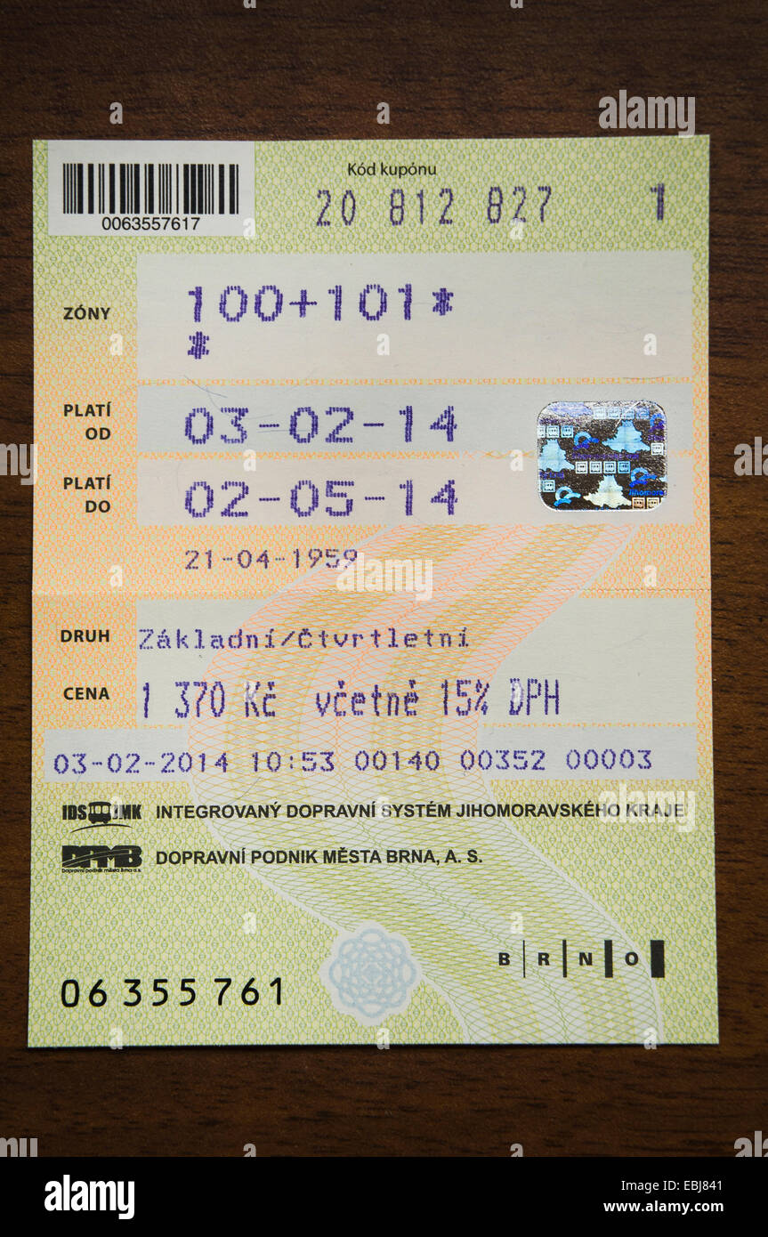 Brno public transport ticket hi-res stock photography and images - Alamy