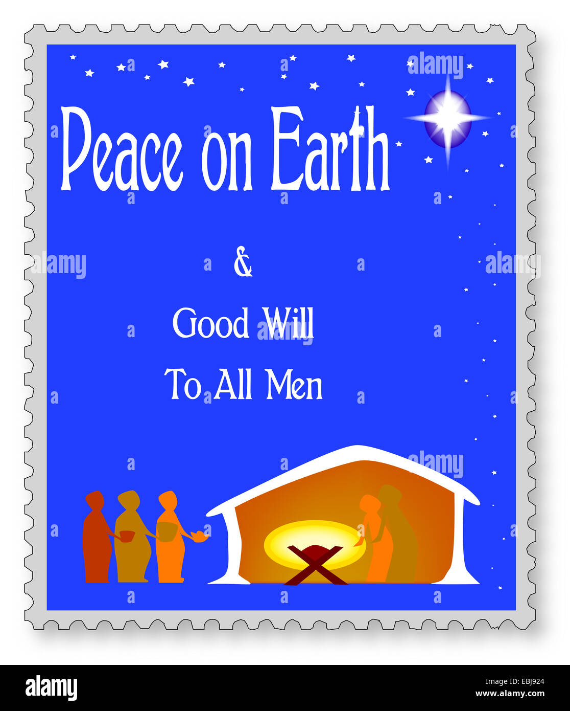 A Christmas Greetings Stamp with the message Peace on Earth good will ...