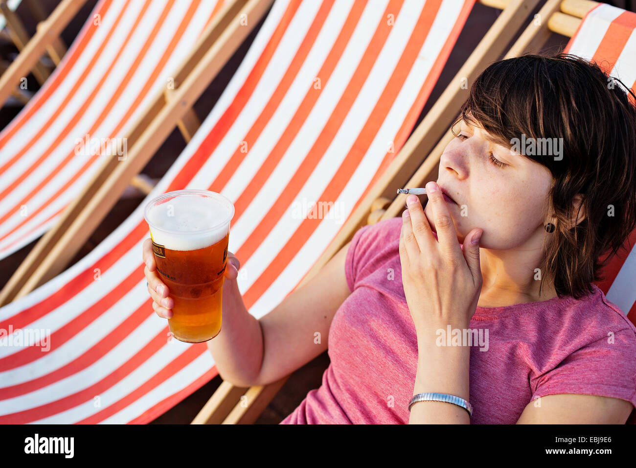 Woman Smoking Cigarette Drinking Alcohol High Resolution Stock ...