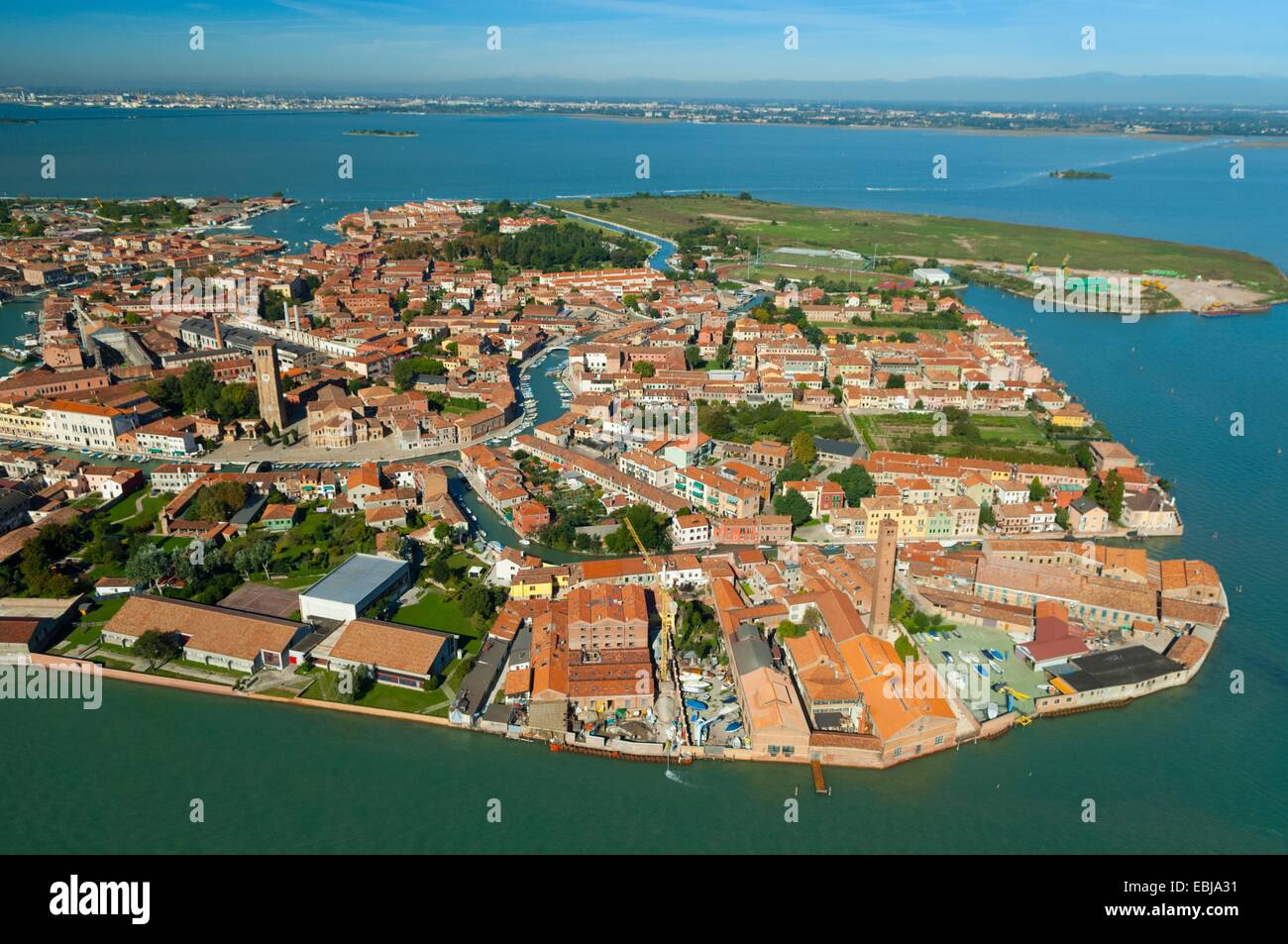 Aerial view of Murano island, Venice lagoon, Italy, Europe Stock Photo ...