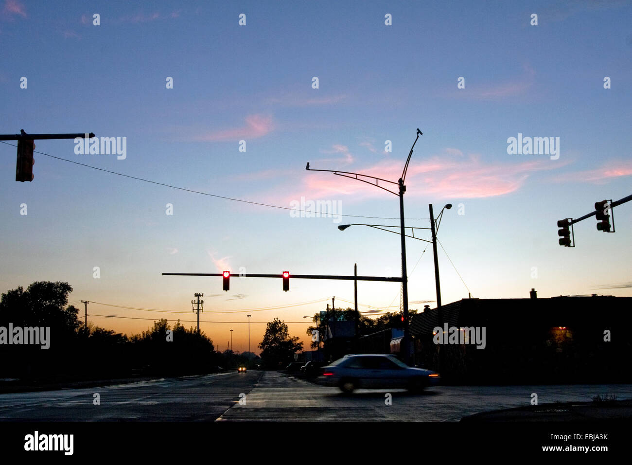 street, rain, traffic lights, red light Stock Photo - Alamy