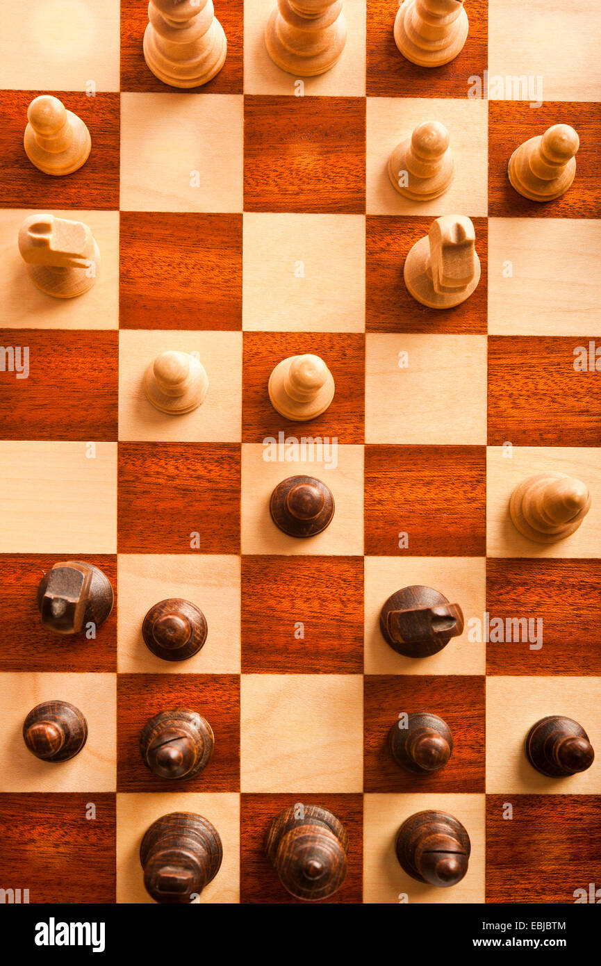 chess game in progress - top view Stock Photo - Alamy