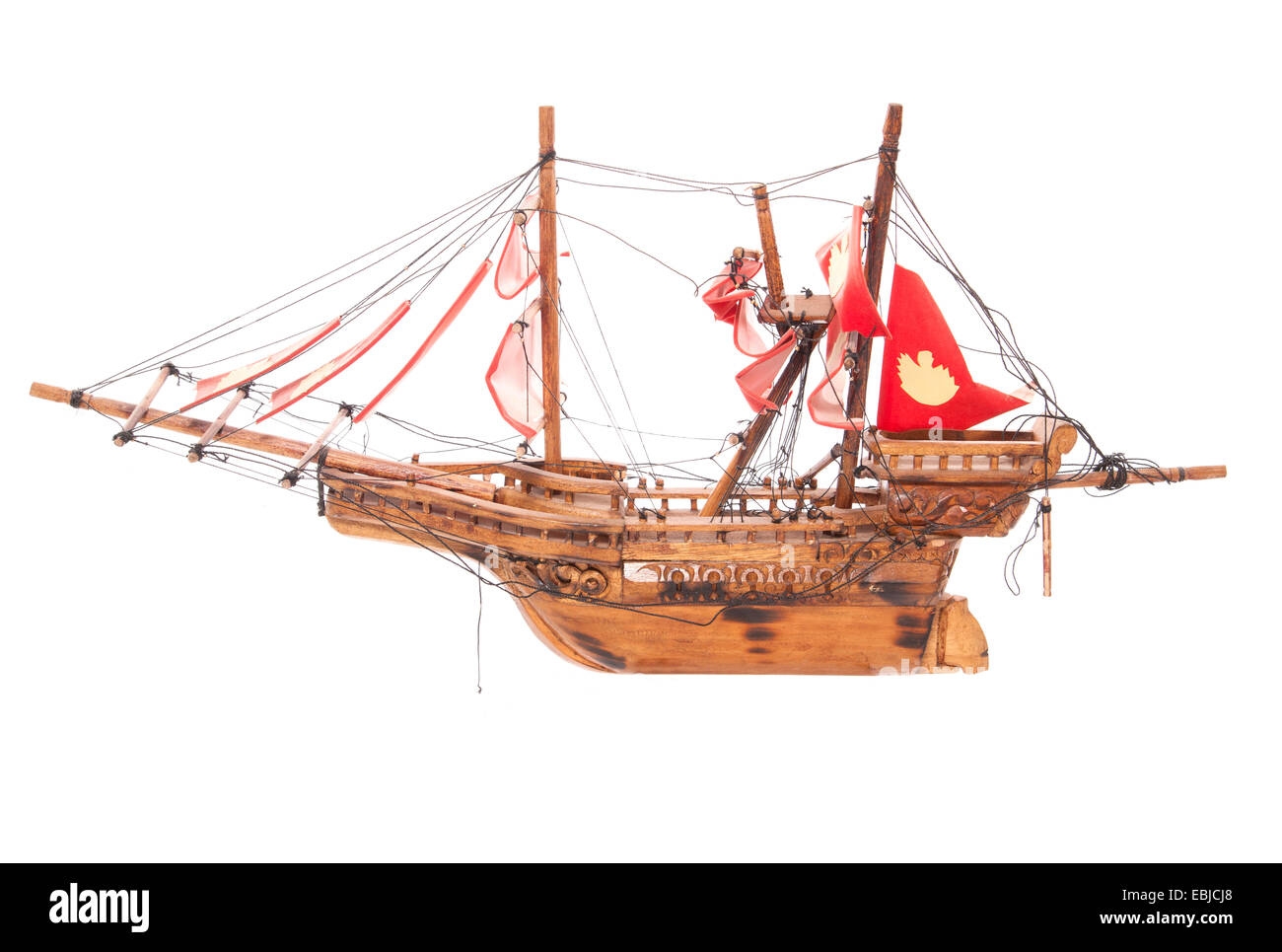 wooden pirate ship boat model cutout Stock Photo - Alamy