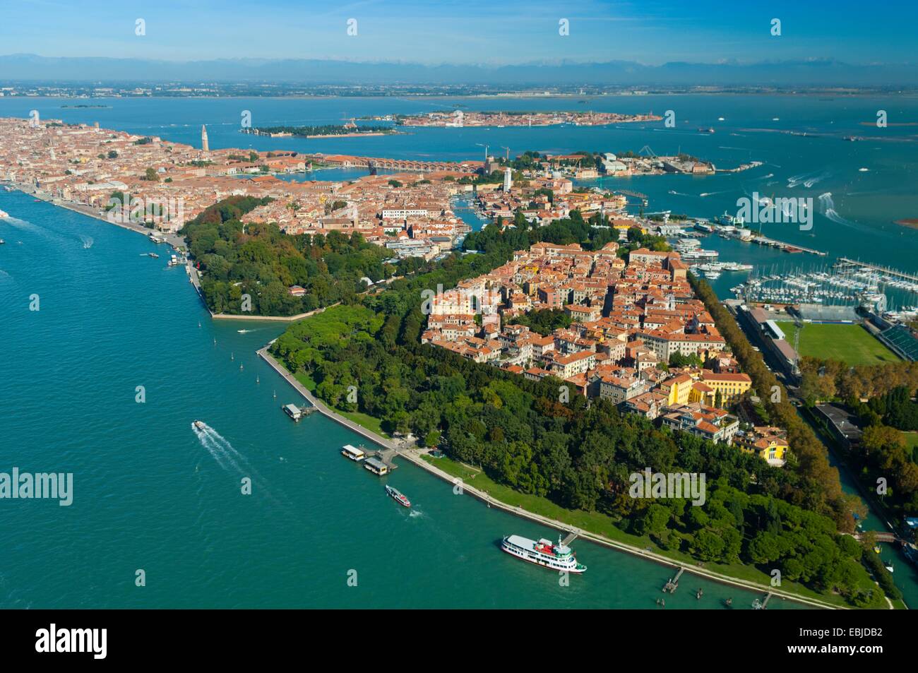 Aerial view of Castello and Sant'Elena, Venice, Italy, Europe Stock ...