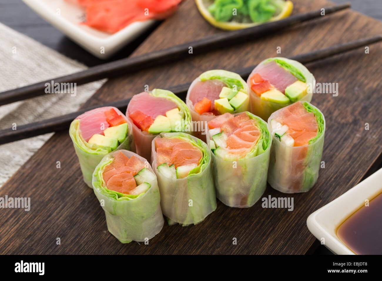 Spring rolls tuna salmon hi-res stock photography and images - Alamy