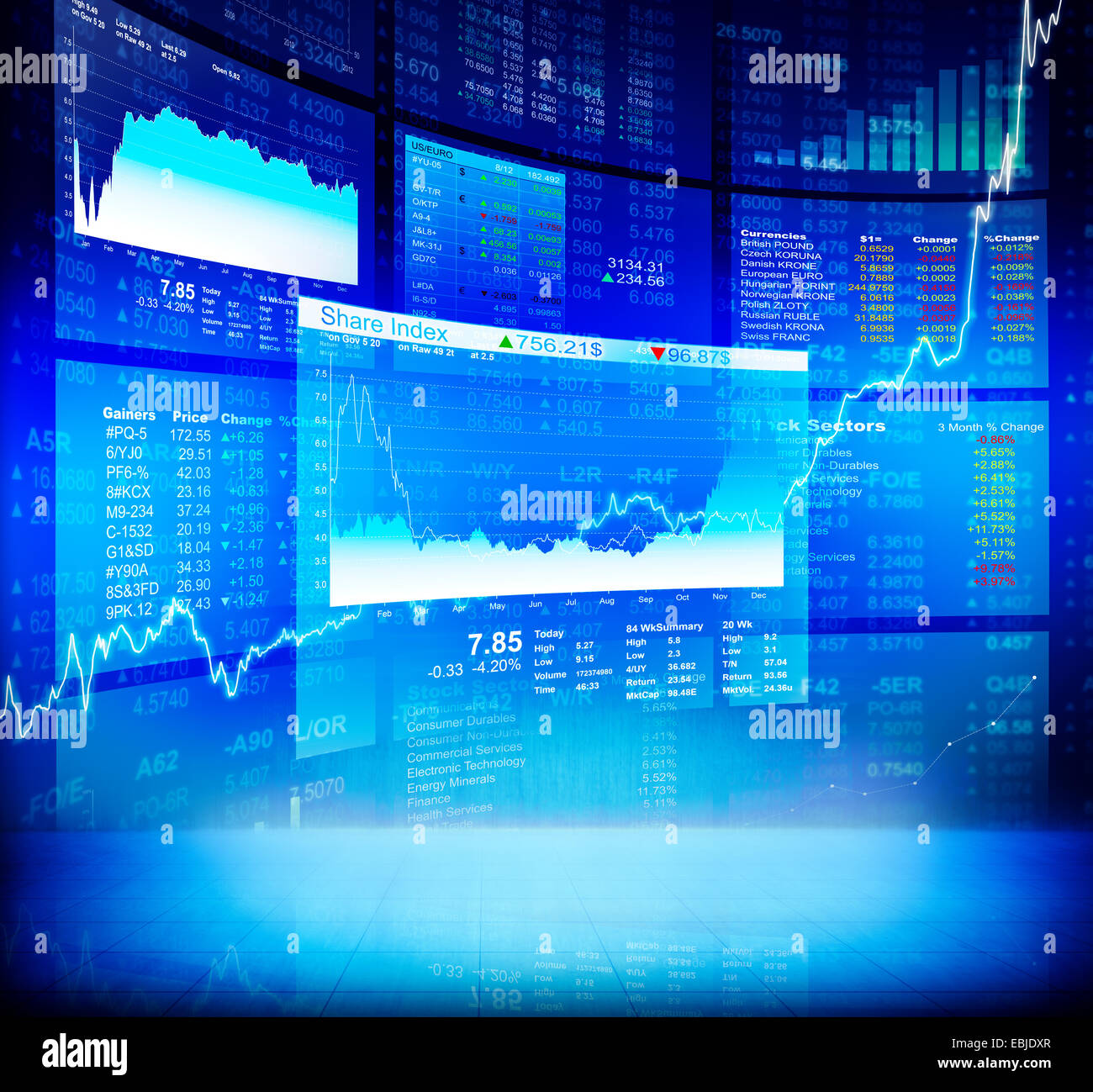 Blue Stock Diagram with Information Background Stock Photo - Alamy
