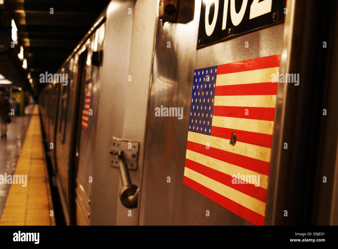 American flag on subway train hi-res stock photography and images - Alamy