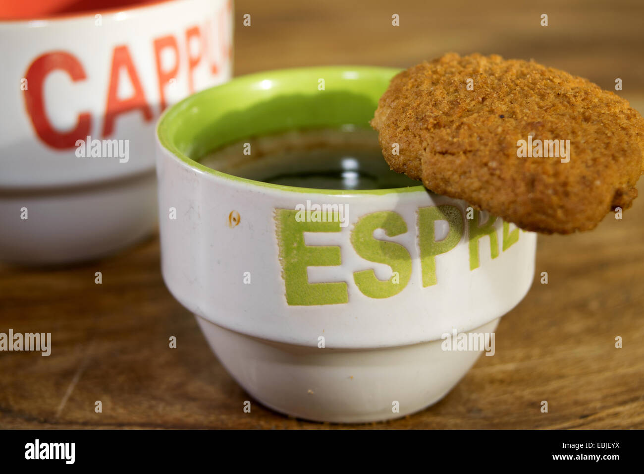 Italian breakfast: aromatic coffee espresso with cookies Stock Photo ...