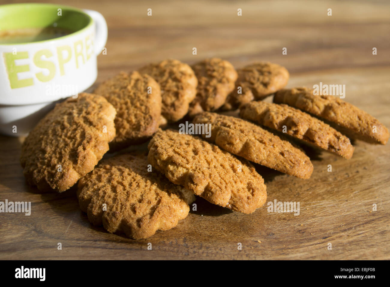 Italian breakfast: aromatic coffee espresso with cookies Stock Photo ...