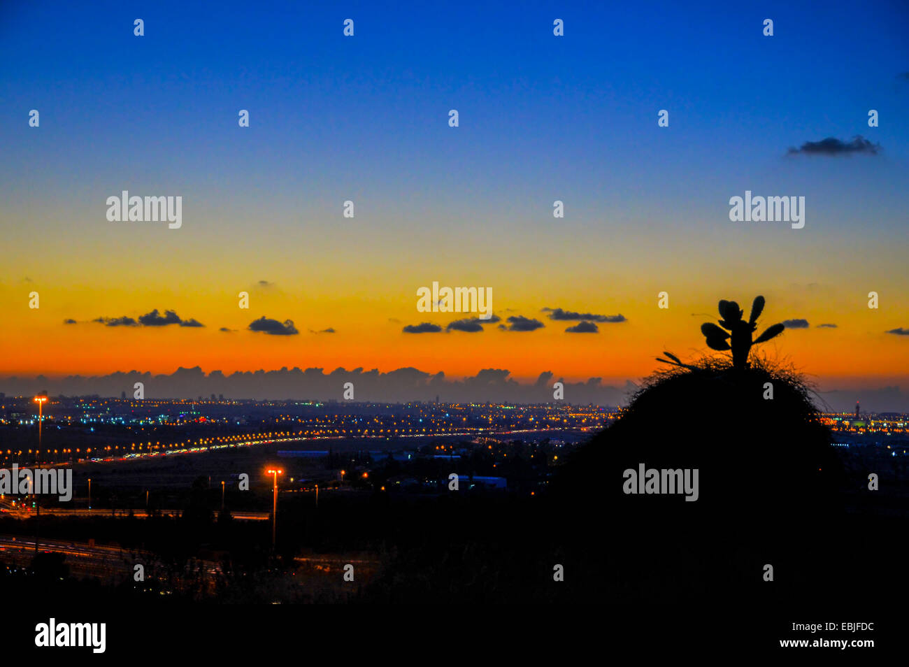 Sunset over Tel Aviv and Dan region in central Israel Stock Photo - Alamy
