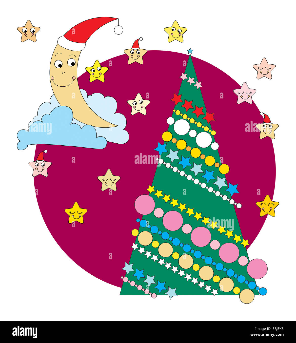 crescent, Christmas tree and stars Stock Photo - Alamy