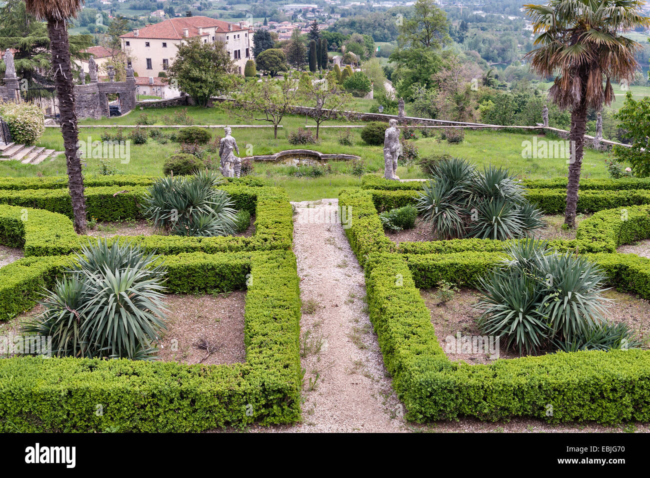 Villa Piovene Porto Godi, near Vicenza, Italy. The 19c garden in front ...