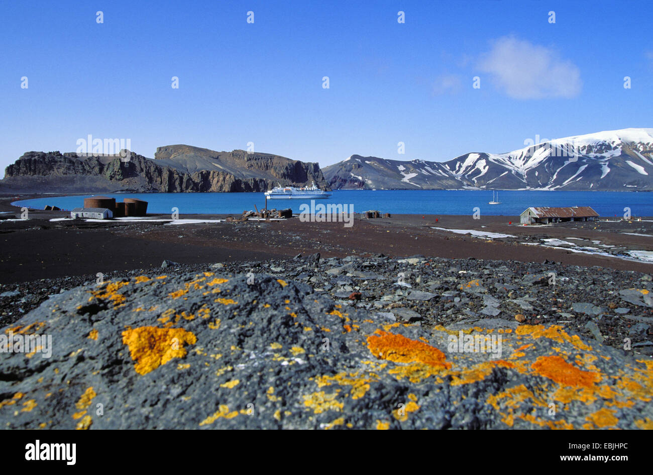crater lake of Deception Island, Antarctica, Shetland Islands Stock ...