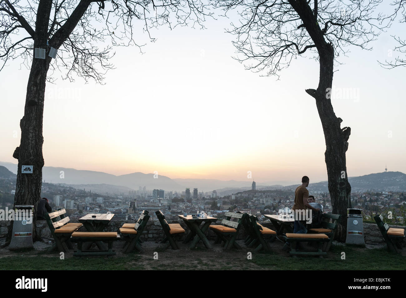 A view from atop of the Zuta Tabija, the Yellow Bastion in Sarajevo ...