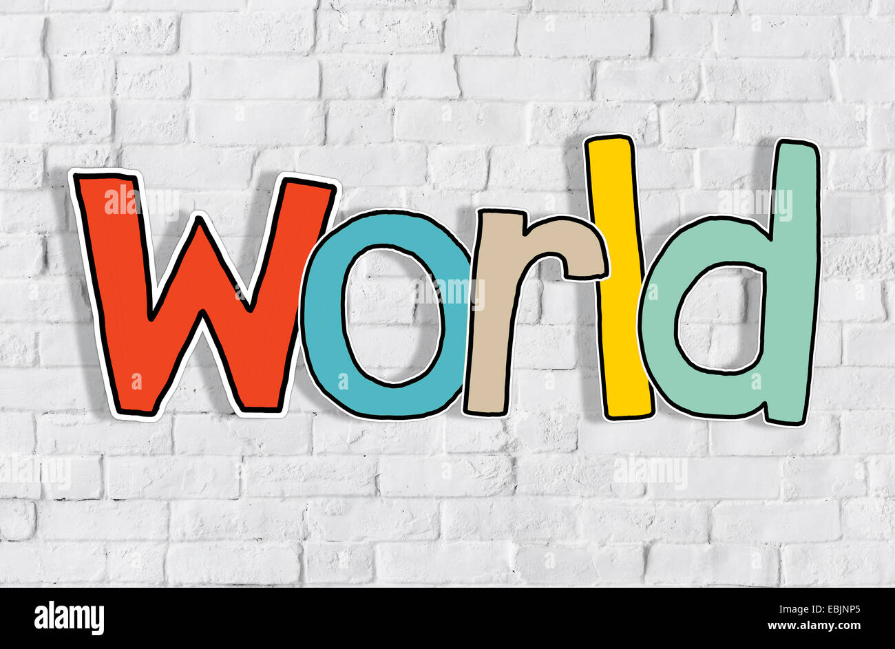 World Word and Brick Wall in Background Stock Photo - Alamy