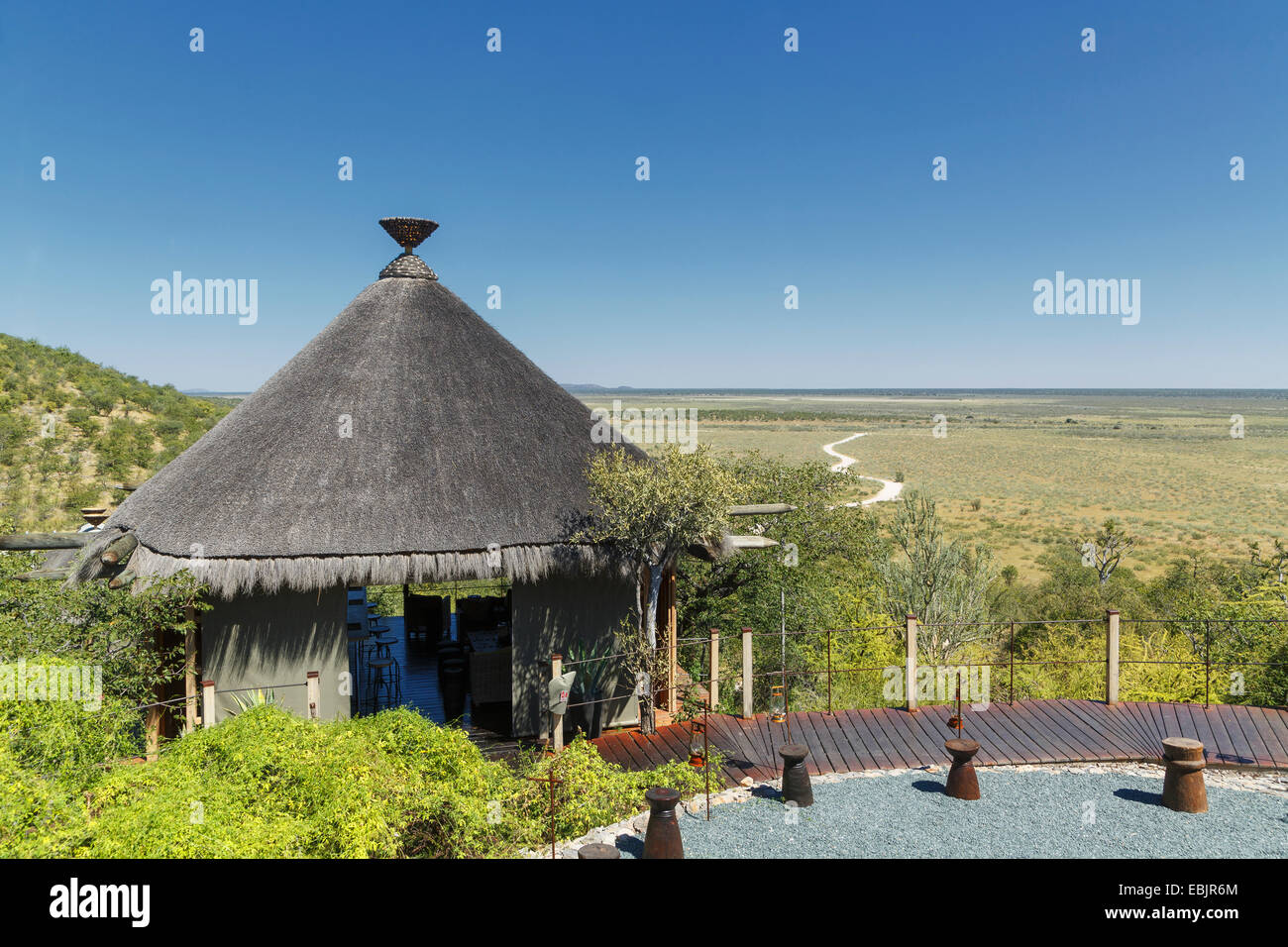 Traditional tourist hut at Dolomite camp, Etosha National Park, Namibia ...
