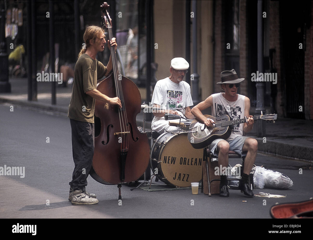 New Orleans street Jazz Band in Bourbon St 1989 Stock Photo - Alamy