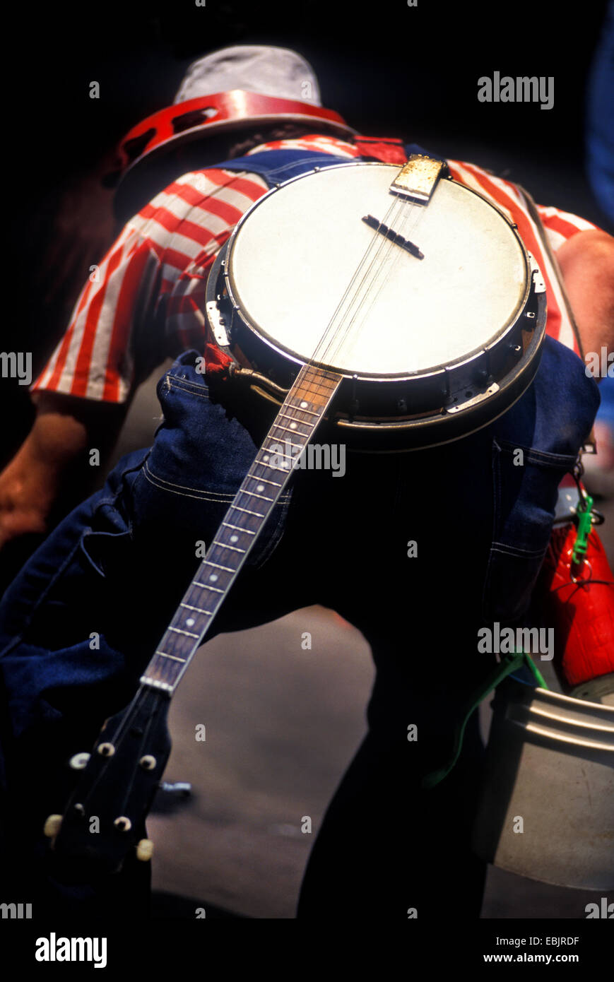Banjo player in New Orleans street jazz band 1989 Stock Photo - Alamy