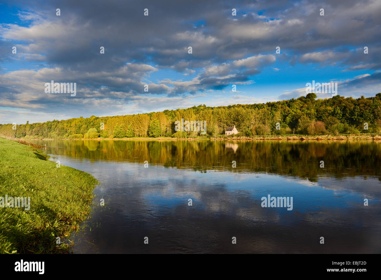 The lower River Tweed near Paxton forming the Border between England ...