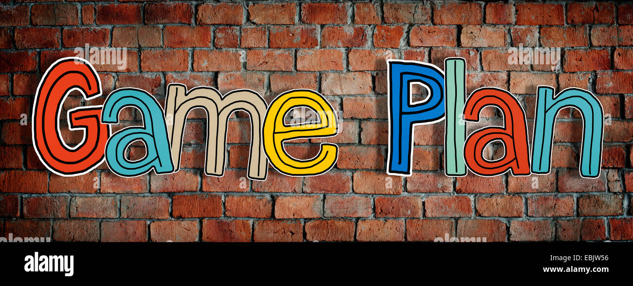 The Words Game Plan on a Brick Wall Stock Photo - Alamy