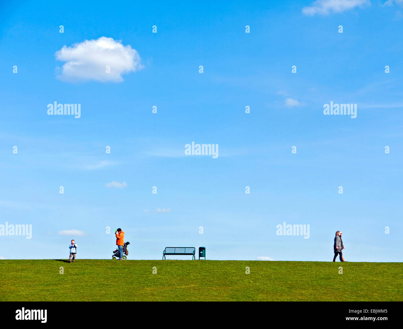 people walking on the dyke, Germany, Lower Saxony, Cuxhaven, Dorum ...