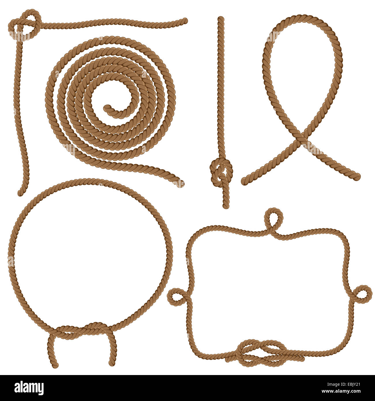 Set Ropes, Knots and Frames. isolated on white background Stock Photo ...