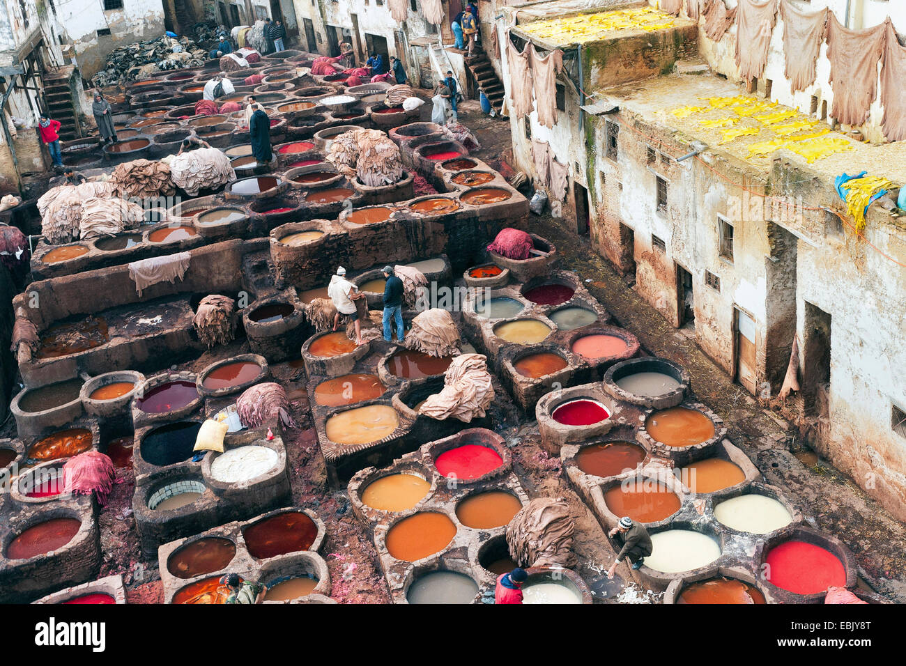 dye factory, Morocco, Fes Stock Photo - Alamy