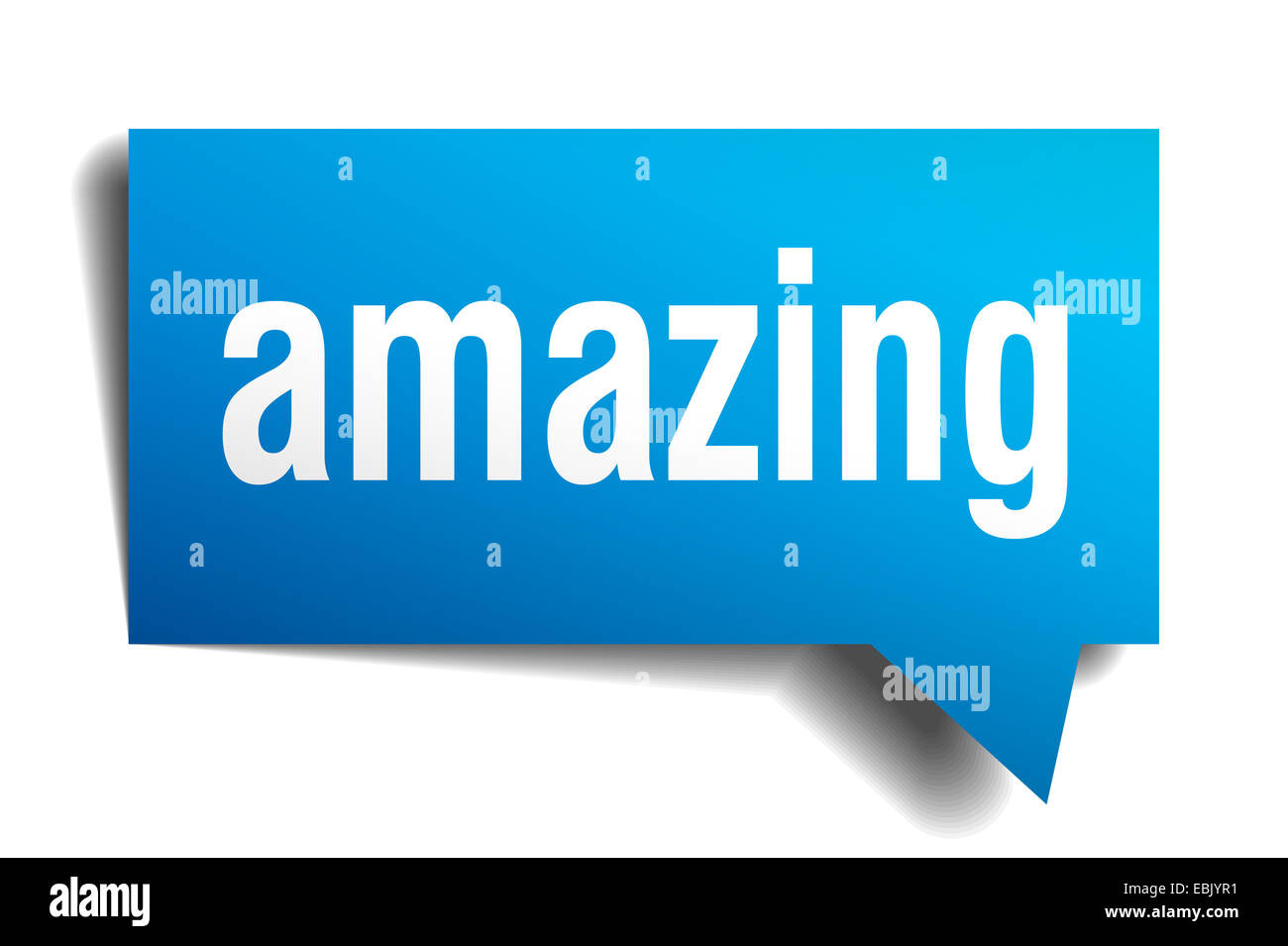 Amazing blue 3d realistic paper speech bubble isolated on white Stock ...